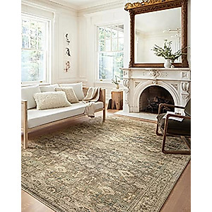 Loloi II Margot Collection MAT-04 Antique / Sage 5'-0" x 7'-6", .38" Thick, Area Rug, feat.CloudPile, Soft, Durable, Printed, Medallion, Low Pile, Non-Shedding, Easy Clean, Living Room Rug