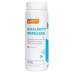 Gritt Commercial Alkalinity Increaser Plus for Swimming Pool, Spa, & Hot Tub Water - Powder Formula - Keeps up Pool Health, Reduces Equipment Wear & Tear, Staining, and Scaling - 2 lbs