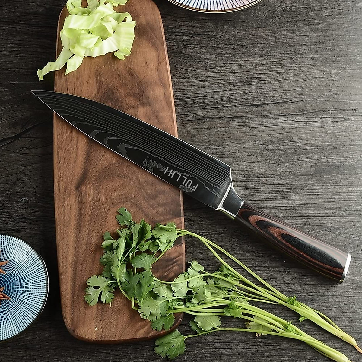 FULLHI Knife Set 3 Pieces Japanese Knife Set, Premium German Stainless Steel Kitchen Knife Set