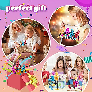 Pop Tubes Robot Toy, 4 Packs Fidget Toys Telescopic Suction Cup Robotics Autism Sensory Toys for Toddlers Boys Girls Educational Classroom Treasure Box Stretchy Robots Party Favors