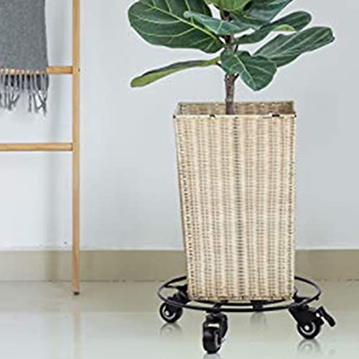 AIJUZIJIE Plant Caddy Wheel Planter Flower Pot Mover Iron Stand Trolley on Rollers Heavy Duty for Indoor Outdoor Garden 30cm Plant Caddy