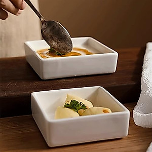 TRESORS Appetizer Plates Snack Bowls Ceramic Square Soy Sauce Bowl White Dipping Sauce Ketchup BBQ Sushi Condiment Soy Sauce Bowl Salad Plates Dinner Plates (Color : Large)