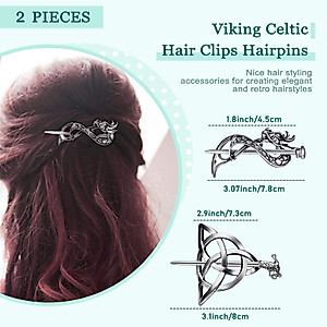 WILLBOND 2 Pcs Celtic Knot Dragon Hairpins - Viking Triangle Hair Clips and Slides in Jewelry Style for Women and Ladies
