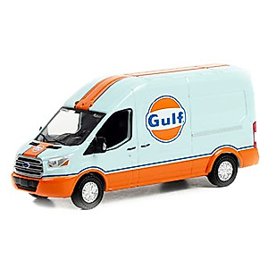 2019 Transit LWB High Roof Van Gulf Oil Light Blue and Orange Hobby Exclusive 1/64 Diecast Model Car by Greenlight 30260