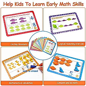 Counting Dinosaurs Toys Matching Games for Kids with Sorting Bowls Toddler Learning Activities Manipulatives Preschool Must Have Counters Montessori Fine Motor Skills Toys Age 2 3 4 5 Years (102 PCS)