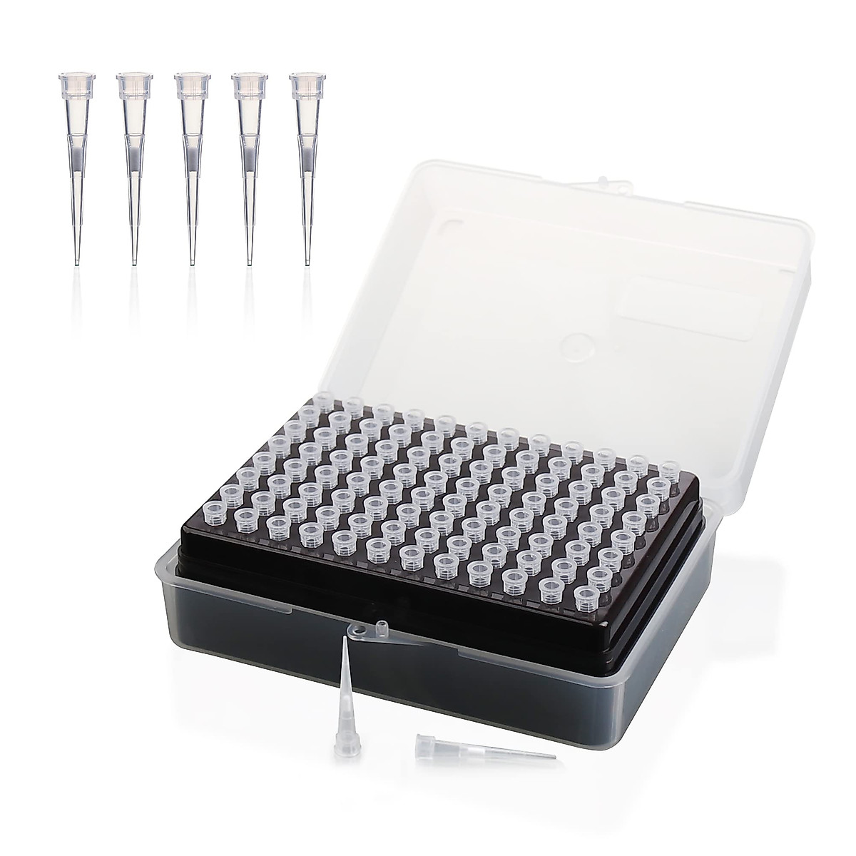 Maccx Disposable Filtering Pipette Tips, Universal Filter Pipette Tips, 960pcs of Vol. 10 μL, Molded Graduation, 96 Tips/Rack x 10 Racks, PTF010-960