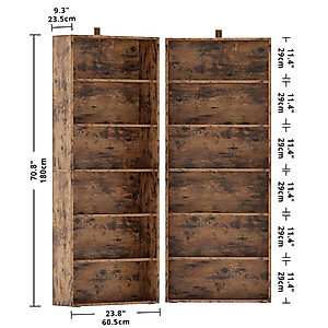 IRONCK Bookshelves and Bookcases Set of 2 Floor Standing 6 Tiers Display Storage Shelves 70 in Tall Bookcase Home Decor Furniture for Home Office, Living Room, Bed Room