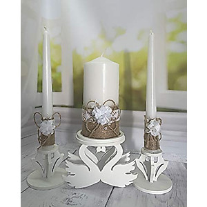 Magik Life Unity Candle Set for Wedding - Wedding décor & Wedding Accessories - Candle Sets - 6 Inch Pillar and 2 10 Inch Tapers - Rustic Unity Candle (Rustic)