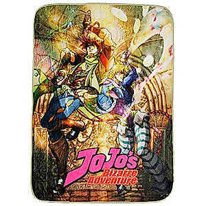 Bioworld JoJo's Bizarre Adventure Anime JoJo and Dio Brando Manga Super Soft Plush Throw Blanket 45" x 60"