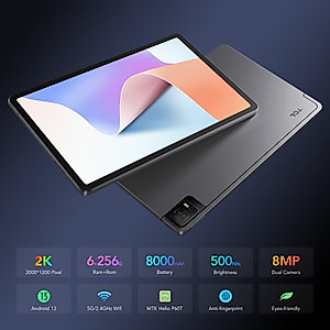 TCL NXTPAPER 11, 2023 Android 13 Tablet 11 inch Full HD+ Paperfeel Screen, 6GB RAM + 256GB Wi-Fi Tablet, Front 8MP + Rear 8MP, 8000mAh Battery, US Version, Dark Gray
