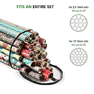 ZOBER Wrapping Paper Storage Containers - 40 Inch Gift Wrapping Organizer Storage - Fits 20 Standard Rolls of Wrapping Paper - Breathable Fabric, Waterproof