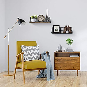 Sorbus® Floating Shelves Wall Mounted Rustic Wood Storage Set for Picture Frames, Collectibles, Decorative Items, Great for Living Room, Office, Bedroom, Bathroom, Kitchen, etc (2-Pack, Natural)