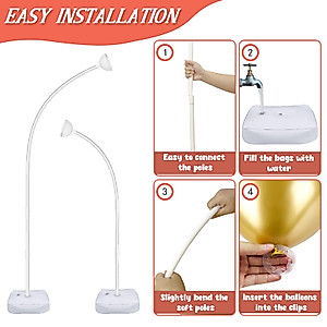 CYAOOI 8FT & 6FT Balloon Arch Stand, Flexible Top Balloon Arch Kit, Half Arch Balloon Stand with Base for Floor, Balloon Column Kit for Wedding Birthday Baby Shower Graduation Party Decorations