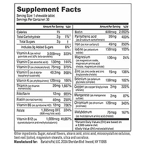 BariatricPal Multivitamin ONE 1 per Day! Bariatric Multivitamin Chewable with 45mg Iron - Mixed Berry (30 Count)