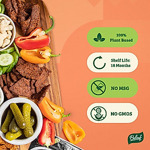 BELEAF Original Plant-Based Jerky | Delicious Meat Substitute | Low Carb, Non-GMO, Dairy Free, Plant Protein | Natural Ingredients | Spicy Healthy Snack 7oz