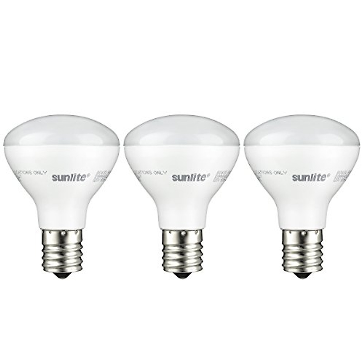 Sunlite LED R14 Mini Flood Light Bulbs, 4 Watts (25W Equivalent), 280 Lumens, Intermediate (E17) Base, Dimmable, ETL Listed, 2700K Soft White, for Curio Cabinet Light, 3 Count