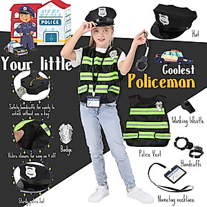 Fedio Kids Dress up Trunk Boys Role Play Costume set for Kids age 3-7, Doctor,Police, Fireman Costume with Accessories for Dress up