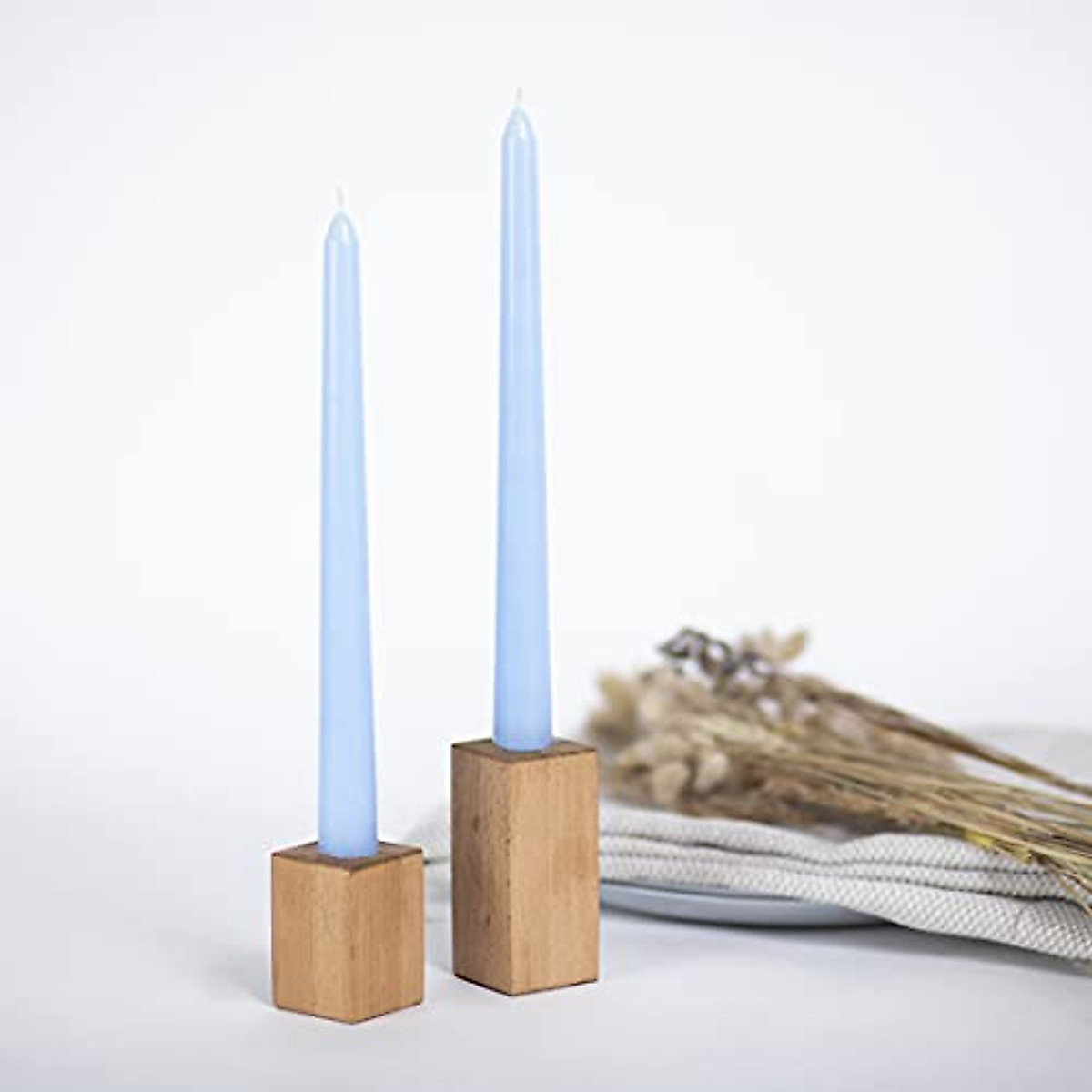 CANDWAX 10 inch Taper Candles Set of 12 - Dripless Taper Candles and Unscented Candlesticks - Perfect as Dinner Candles and Household Candles - Baby Blue Candles