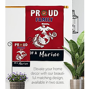Breeze Decor Proud Family Garden Flag Set Mailbox Hanger Armed Forces Marine Corps USMC Semper Fi United State American Military Veteran Retire Official House Yard Gift Double-Sided, Made in USA