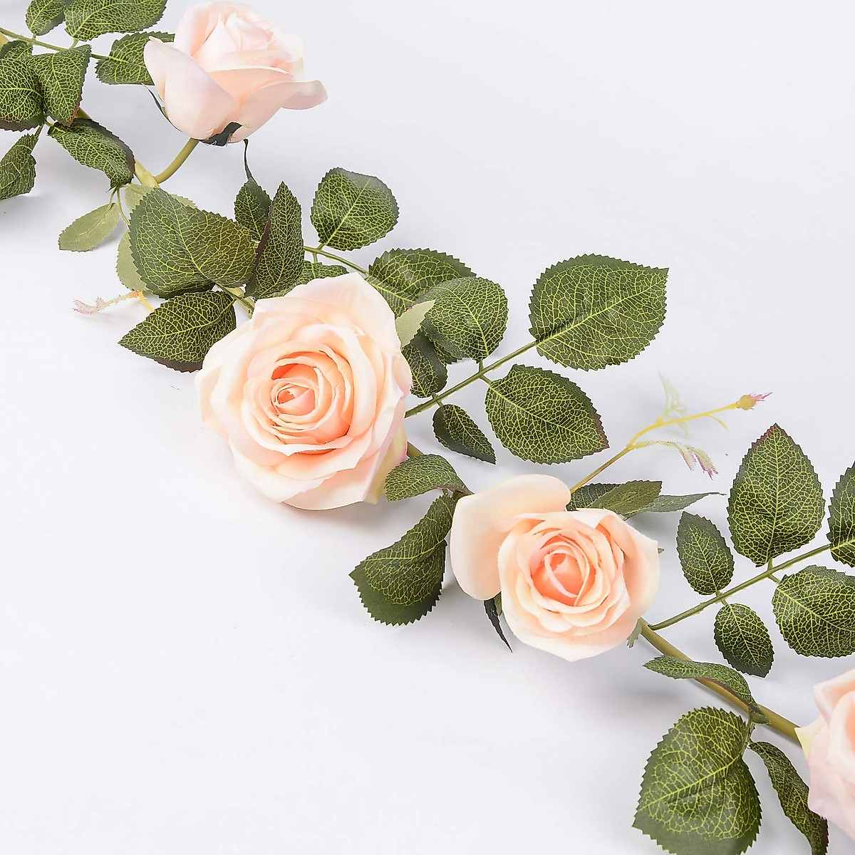 LUSHIDI 5.9Ft Artificial Rose Vine Silk Flower Garland Hanging Vines Home Outdoor Wedding Arch Garden Wall Decor，Pack of 1 (Pink)