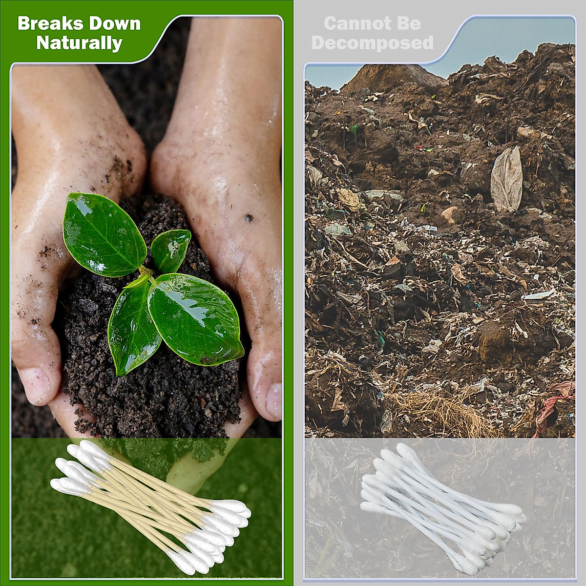 Organic Cotton Swabs 800 Count - Garrelett Natural Bamboo Cotton Buds For Ear - Ear Sticks with A Storage Box Included - Strong 100% Pure Cotton Stick for Arts & Crafts, Daily Cleaning