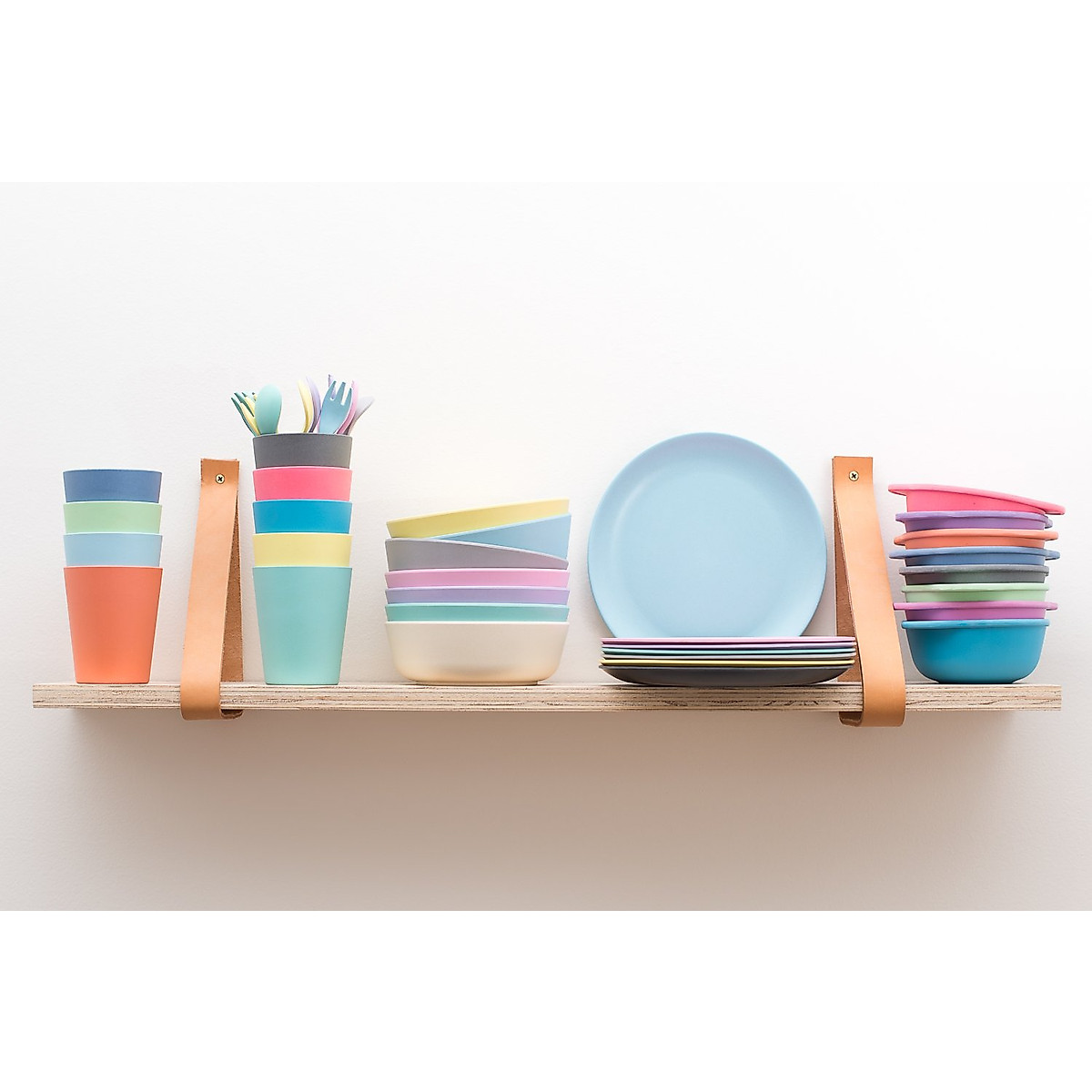 bobo&boo Bamboo Kids Snack Bowls, Set of 4 Bamboo Dishes, Non Toxic, Eco Friendly & Stackable Kids Snack Containers, Great Gift for Baby Showers, Birthdays & Preschool Graduations,Coastal