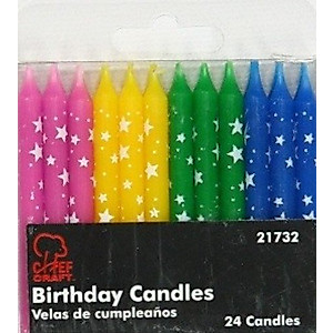 Chef Craft Birthday Candles, Polka Dot Stars, Pack of 8 - Total of 192 Candles