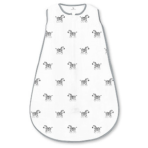 Amazing Baby Microfleece Sleeping Sack, Wearable Blanket with 2-way Zipper, Use after Swaddle Transition, Zebras, Soft Black, Small (0-6 mo)