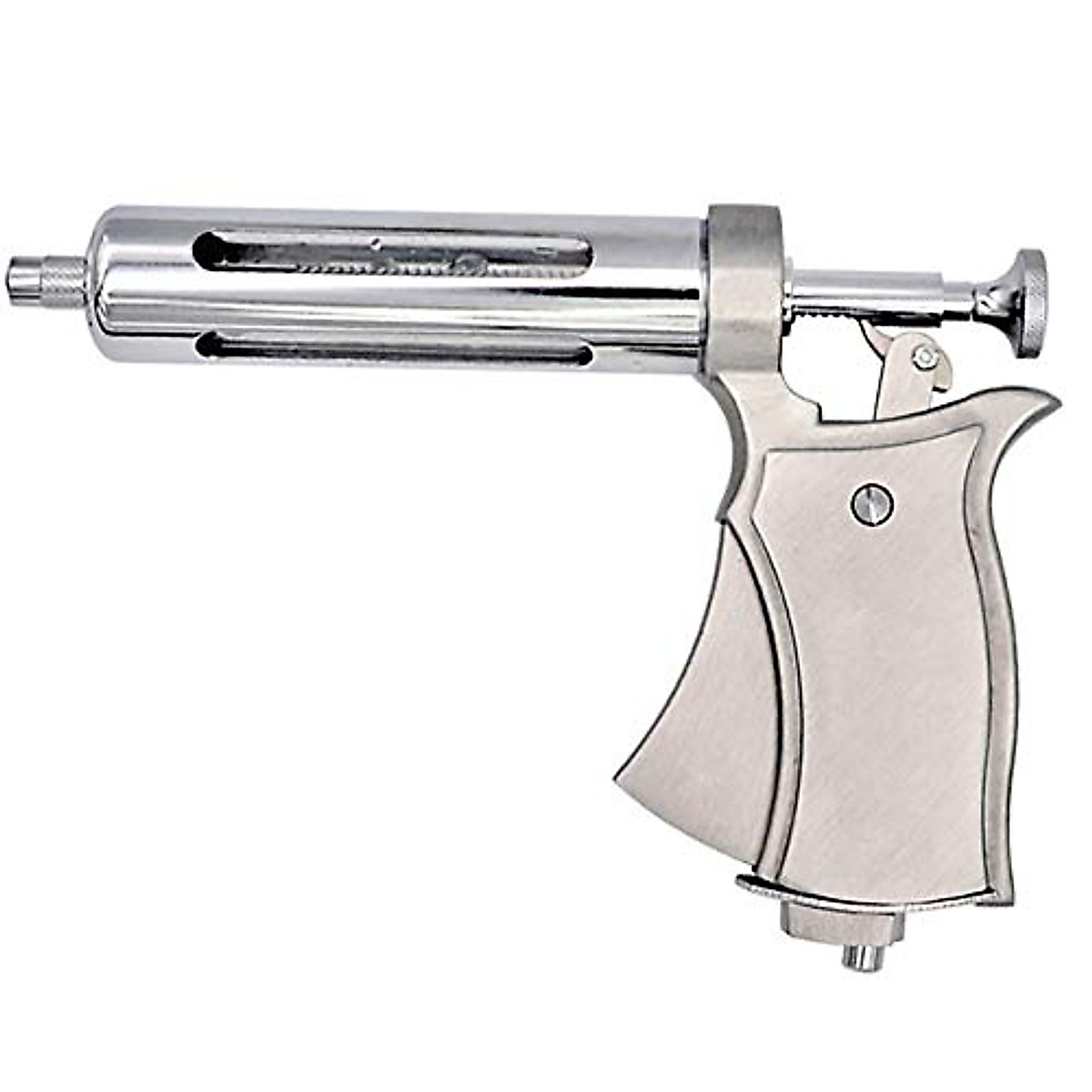 BZZBZZ Animals Injector 50ml Continuous Livestock Syringe Semi Automatic Stainless Steel Vaccination Gun Adjustable for Horse Sheep Cattle Pig Farm Equipments