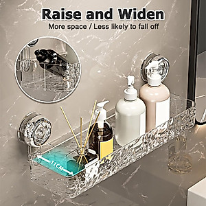 DONGKER No Drill Clear Wall Caddy,Wall Mount Removable Bathroom Storage Rack with Suction Cup for Bathroom Dorm Kitchen