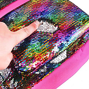 Le Vasty Mini Sequin Backpack for Little Girls Kids Women Fashion Small Daypacks Purse for ladies Magic Mermaid Sparkly Back Pack(Rainbow)