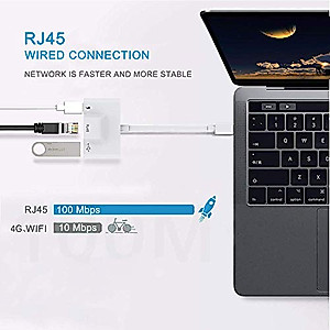USB C to Ethernet Adapter,3 in 1 RJ45 to USB C Ethernet Adapter with USB Port and USB C Charge Compatible for MacBook Pro,Air, Dell XPS,Samsung Galaxy,Surface 7,iPad pro 2020,HTC U11 and More