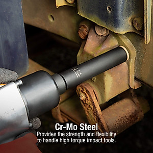 Sunex 224XD, 1/2 Inch Drive, 3/4 Inch Extra Long Deep, Impact Socket, Cr-Mo Alloy Steel, Radius Corner Design, Dual Size Markings