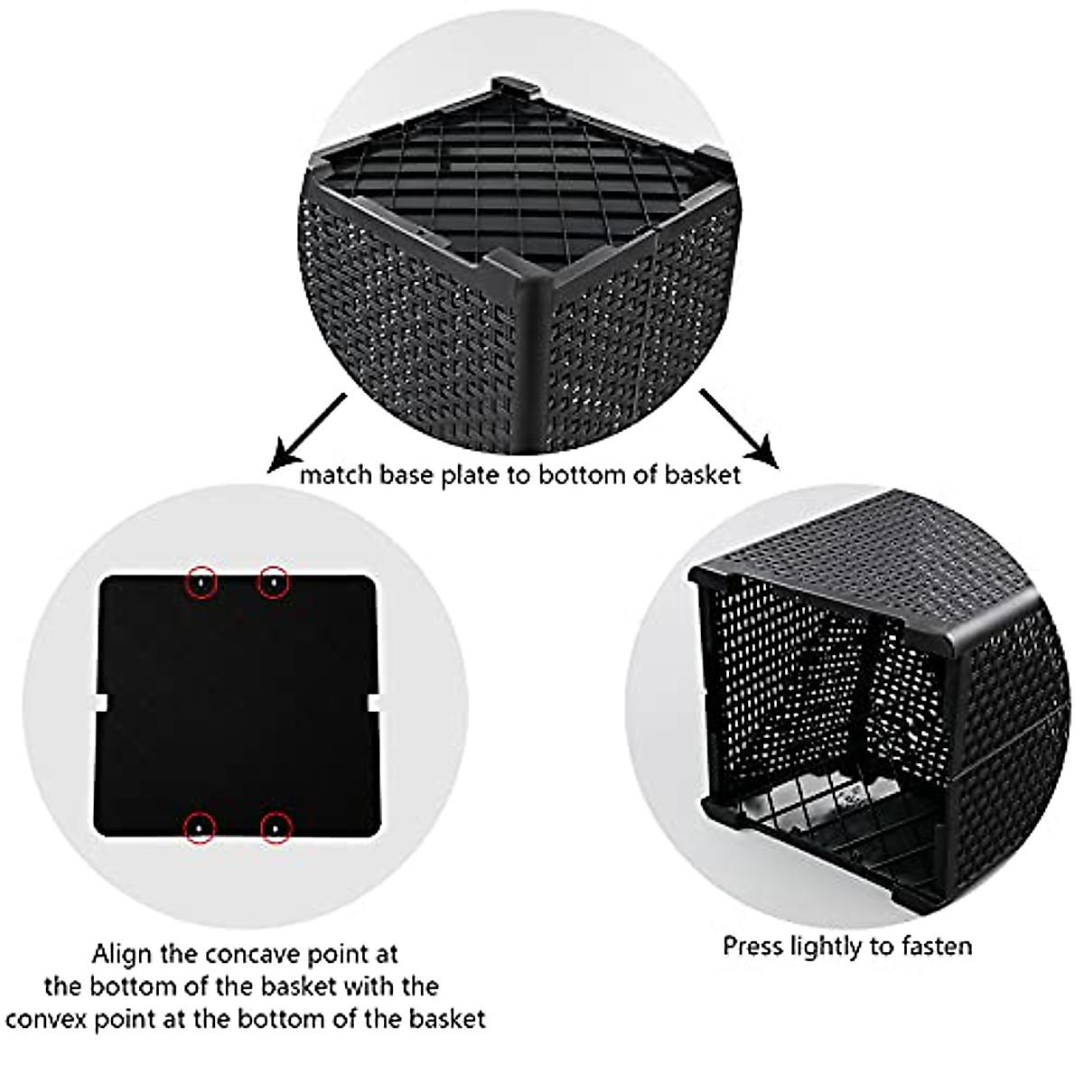 Begale 2-Pack 42 L Folding Plastic Laundry Baskets, Collapsible Laundry Hamper, Large Storage Basket, Black