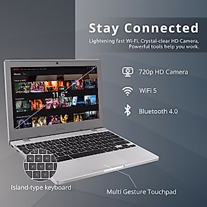 SAMSUNG Galaxy Chromebook 4 11.6” 64GB Laptop Computer w/ 4GB RAM, Gigabit WiFi, HD Intel Celeron Processor, Compact Design, Military Grade Durability, US Version, Silver