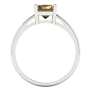 Clara Pucci 2.0 ct Emerald Cut Solitaire Brown Champagne Simulated Diamond Bridal Designer Anniversary Engagement Ring 14k White Gold