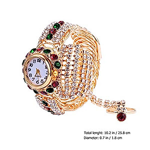 Hemobllo Womens Bracelet Rhinestone Bracelet Quartz Shiny Watch Bling Chain Watch with Crystal Rhinestones Diamonds Beads for Women Wrist Jewelry Red Green Girl Watches Diamond Watch