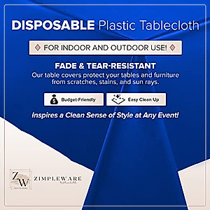 Blue Standard Disposable Plastic Party Tablecloth [12-Pack] 54 x 108” Rectangle Table Cover For Indoor & Outdoor Use By Zimpleware