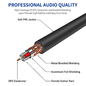 DREMAKE 40 Foot TRS Stereo 6.35mm 1/4 Inch to XLR Balanced Mic Cable Male to Male Audio Patch Cord for Speakers, Amplifier