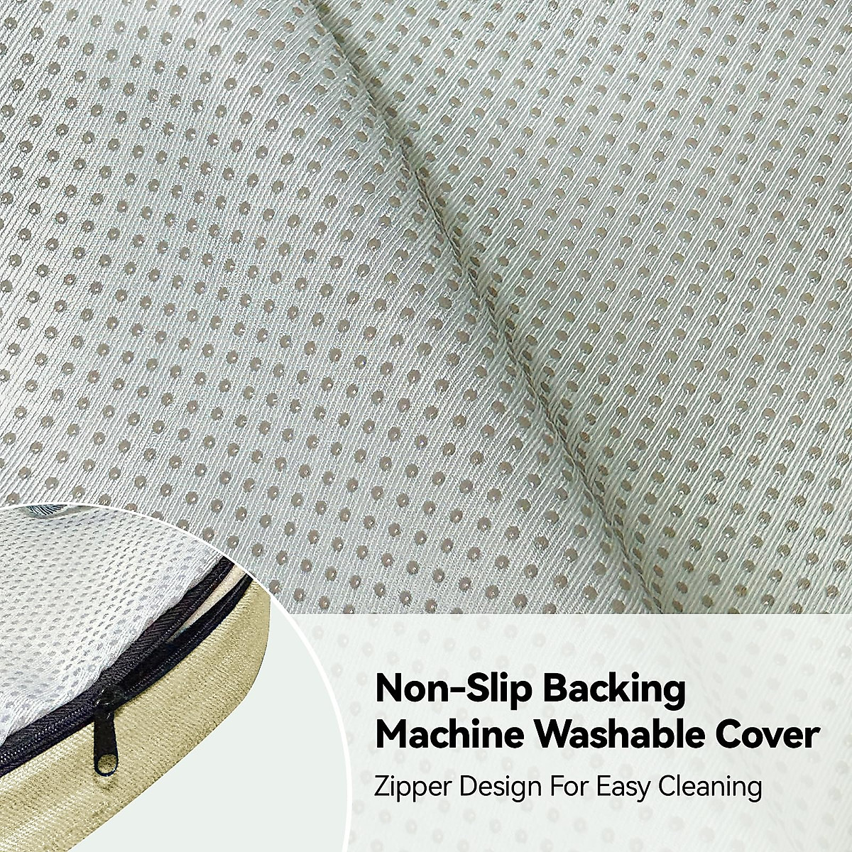 KONROBIN Chair Cushion with Ties for Dining Chairs Memory Foam Thick Kitchen Chair Pad 17" x 16.5" x 2"Set of 2,with Machine Washable Cover Seat with Zipper Indoor Chair for Room,Office etc-Beige