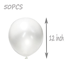 Pearl White Balloons 12 Inch 50PCS Matte White Balloons Round Pearlized White Latex Balloons for Wedding Birthday Christmas Baby Shower Anniversary Backdrop White Theme Party Arch Decorations