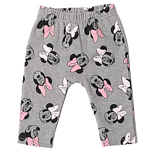 Disney Minnie Mouse Newborn Baby Boy or Girl 3 Piece Outfit Set: Pants Bodysuit Hoodie Grey/Pink 3-6 Months