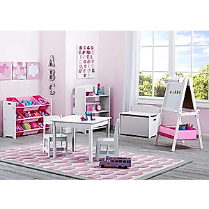 Delta Children MySize Kids Wood Table and Chair Set (2 Chairs Included) - Ideal for Arts & Crafts, Snack Time, & More - Greenguard Gold Certified, Bianca White, 3 Piece Set