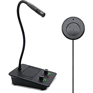 ChunHee Window Speaker Intercom System Anti-Interference Dual-Way Intercommunication Microphone and Speaker Bank Window Intercom Glass Window Microphone for Business/Bank/Office/Hospital