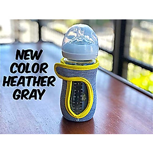 4oz (Set of 3 pcs) Miracle Bean Neoprene Baby Bottle Sleeves – Adjustable Sleeves. Glass Bottles – Improved Heat/Cold Retention – Moisture, Non-Slip Grip – Fox, Elephant and Heather Grey