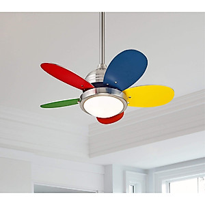 Westinghouse 7223600 Roundabout Indoor Ceiling Fan with Light, 30 Inch, Brushed Nickel