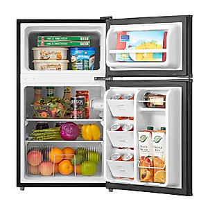 3.2 Cu Feet Two Door Compact Refrigerator with Freezer, Black