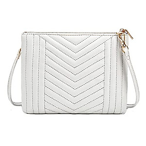 AMELIE GALANTI womens small crossbody strap handbag bag,Soft Leather Fabric Delicate Durable Fashion Design (White)