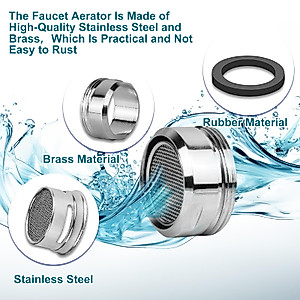 Wozoohyi Faucet Aerator 6PCS Sink Aerator Replacement Parts, 2.2 GPM Kitchen Sink Aerators Regular Standard,Bathroom Sink Aerator with Gasket,Kitchen Sink Aerators (A-Silver 6Pcs)