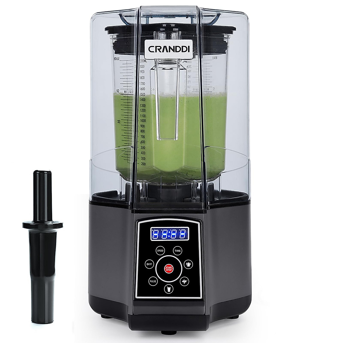 CRANDDI Smart Commercial Blender Digital Touch Screen with Removable Cover, 80oz Capacity, 3 Pre-Set Program with Smoothie, Juice, Cleaning and More, 1500W, 120V, K85TS (Grey)